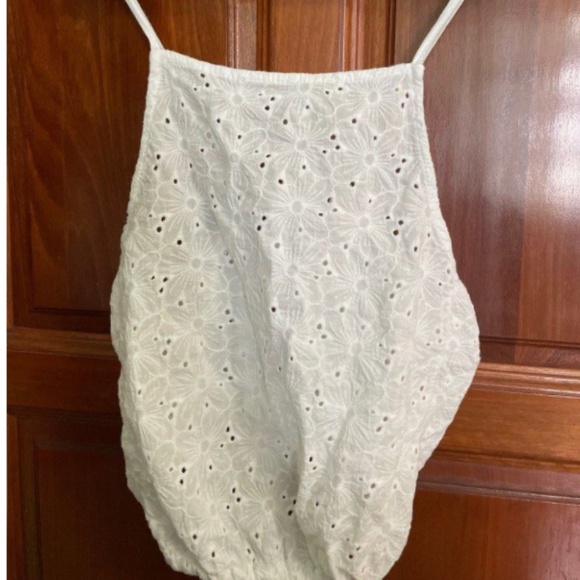 Brandy Melville | Tops | Brandy Melvile White Flower Embroidered Eyelet ...